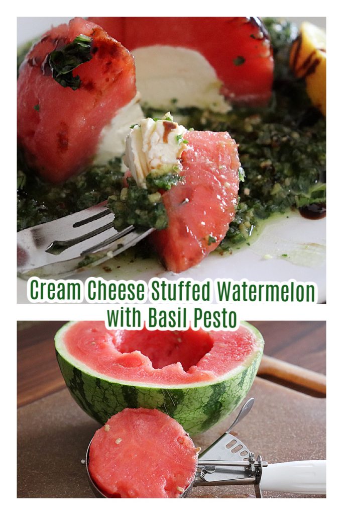 Watermelon with Cream Cheese and Pesto - What About Watermelon?